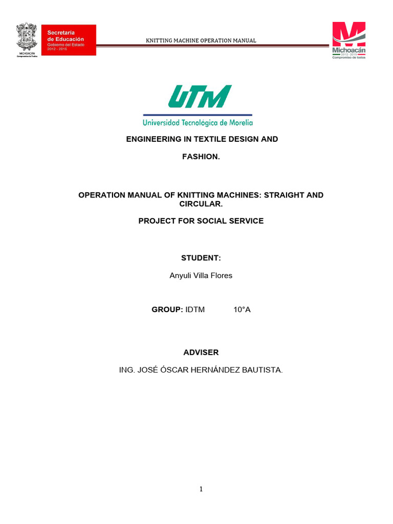 Knitting Machine Operation Manual FINISHED | PDF | Knitting | Gauge ...