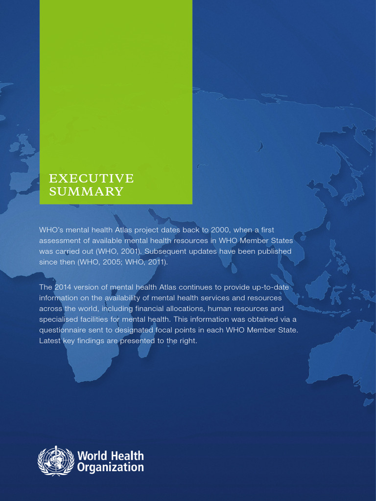 Mental Health Atlas 2014 Summary | PDF | Mental Health | World Health ...