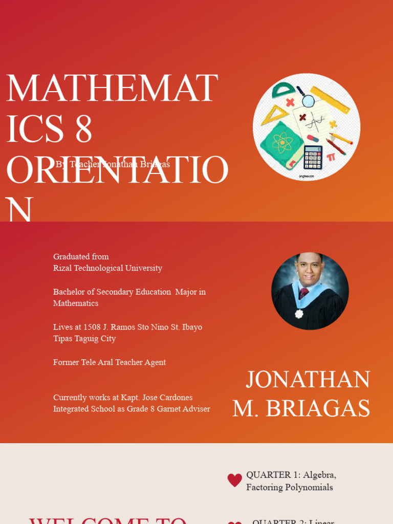 Grade 8 Mathematics Overview by Briagas | PDF | Mathematics | Equations