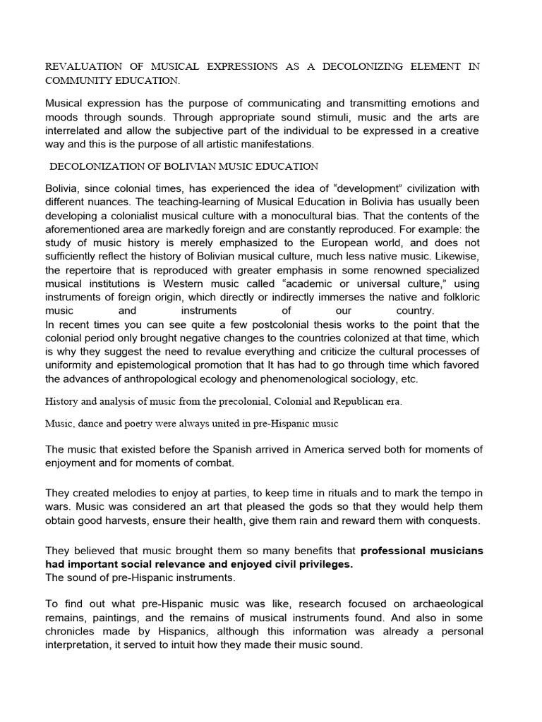 Revaluation of Musical Expressions As A Decolonizing Element in ...