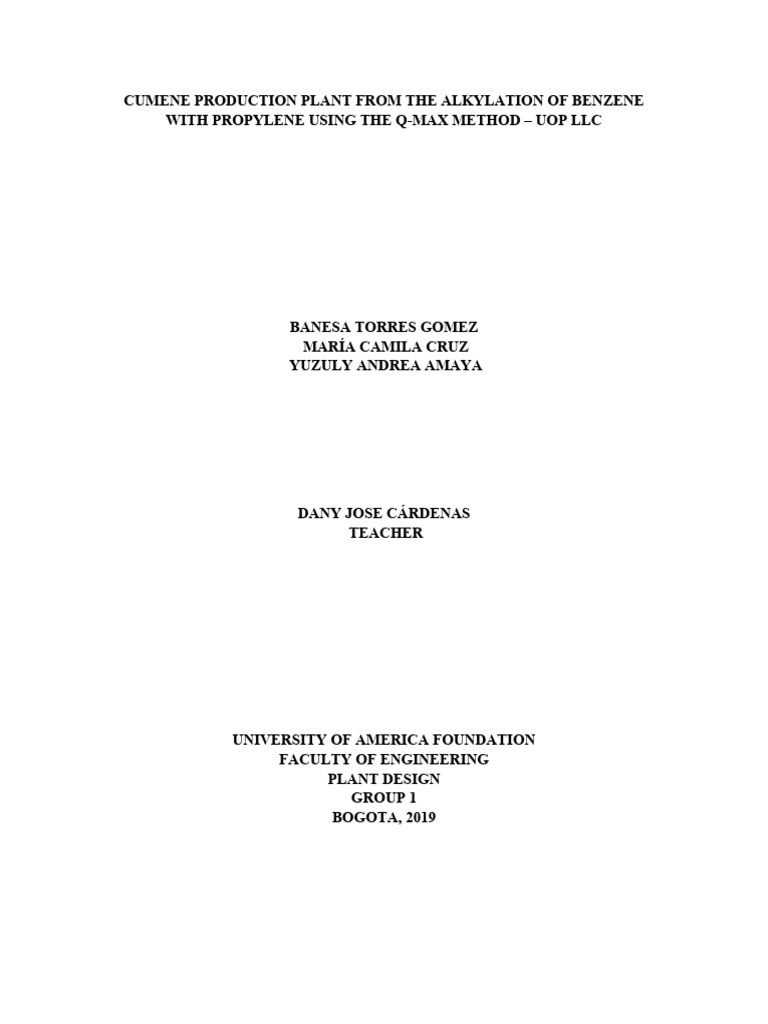 Cumene Production via Q-Max Process | PDF | Chemical Reactor | Benzene
