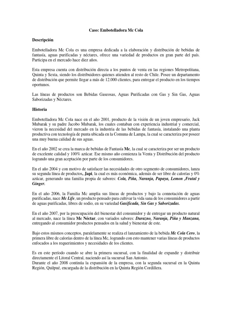 Caso Bebidas Mac Cola | PDF | Business | Bebida