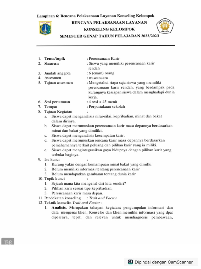 Contoh RPL, laporan, dan evaluasi kepuasan konseli | PDF