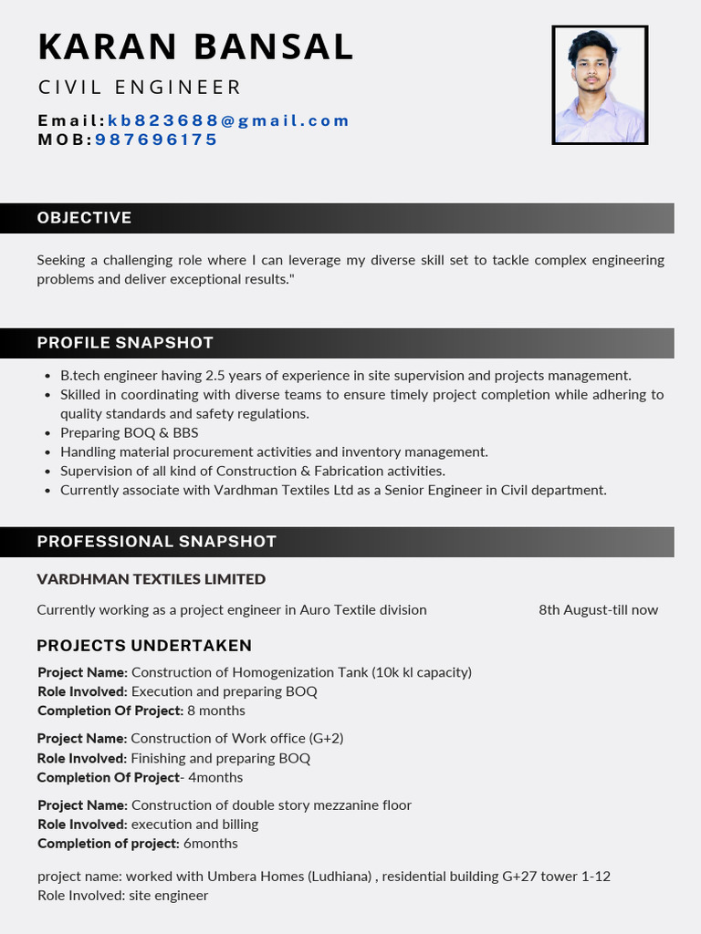 Karan CV | PDF | Engineering | Business