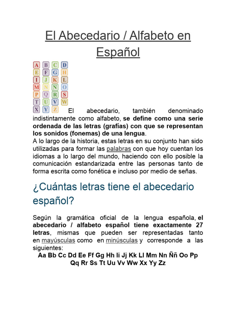 El Abcedario para Niños Con Imagenes | PDF | Alfabeto | Vocal