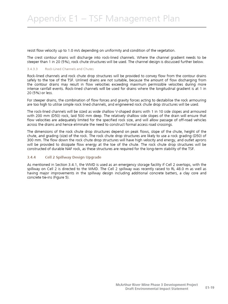 Appendix E1 Tailings Storage Facility TSF Management Plan - 21 | PDF | Spillway | Civil Engineering