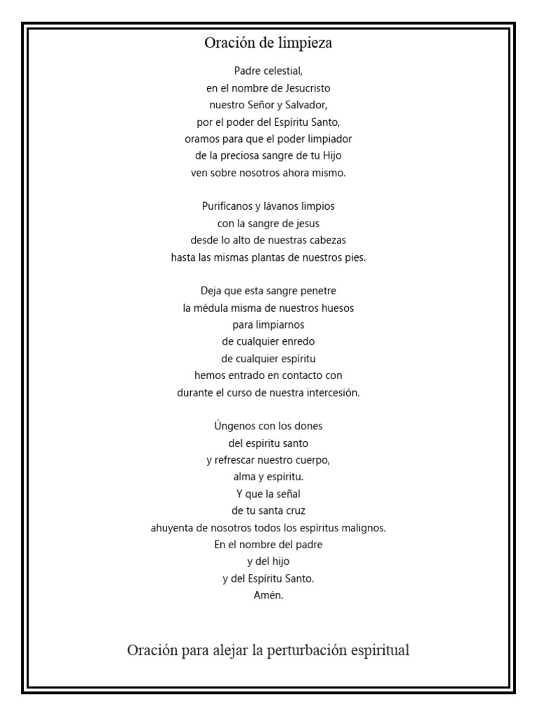 Oración De Limpieza Pdf Oración Demonios