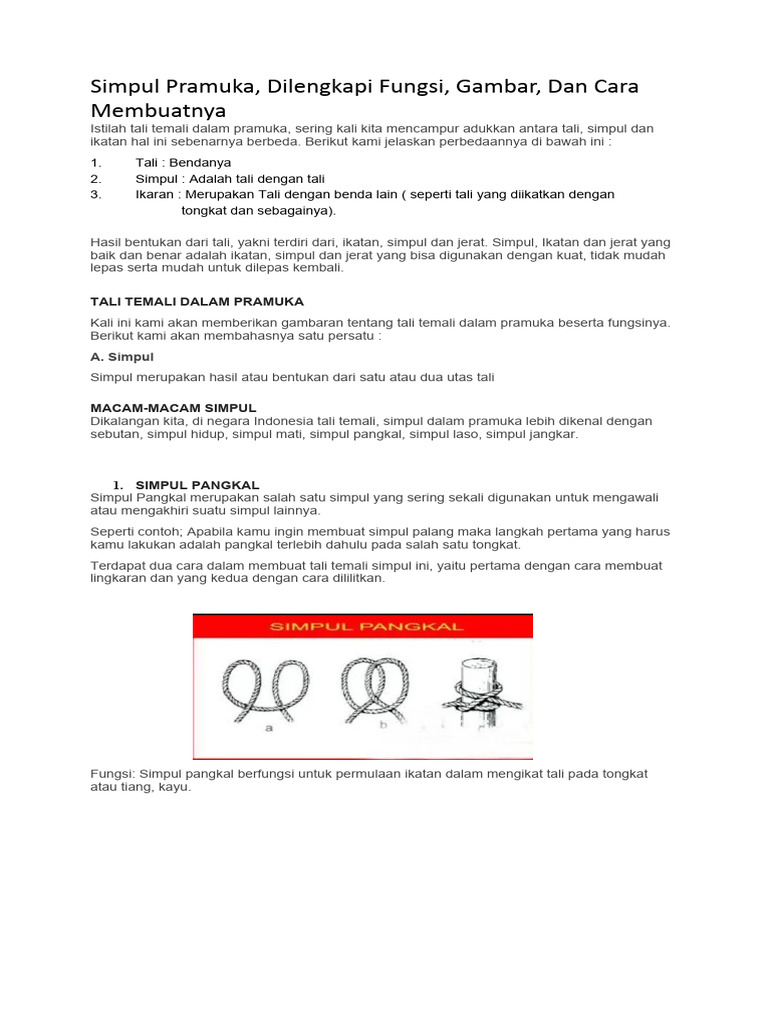 Macam Simpul dan Fungsinya dalam Pramuka | PDF
