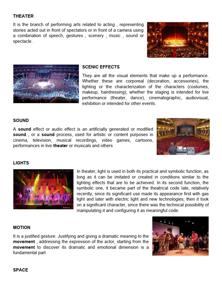 Theatre, Stage Effects, Sound, Lights, Movement, Space, Time, Author ...