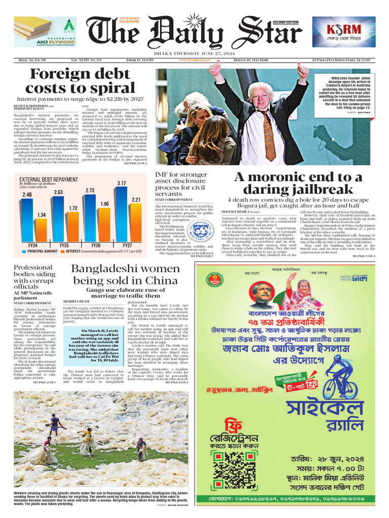 Daily Star - Full Newspaper - 27 June 2024 | PDF | Debt | Interest
