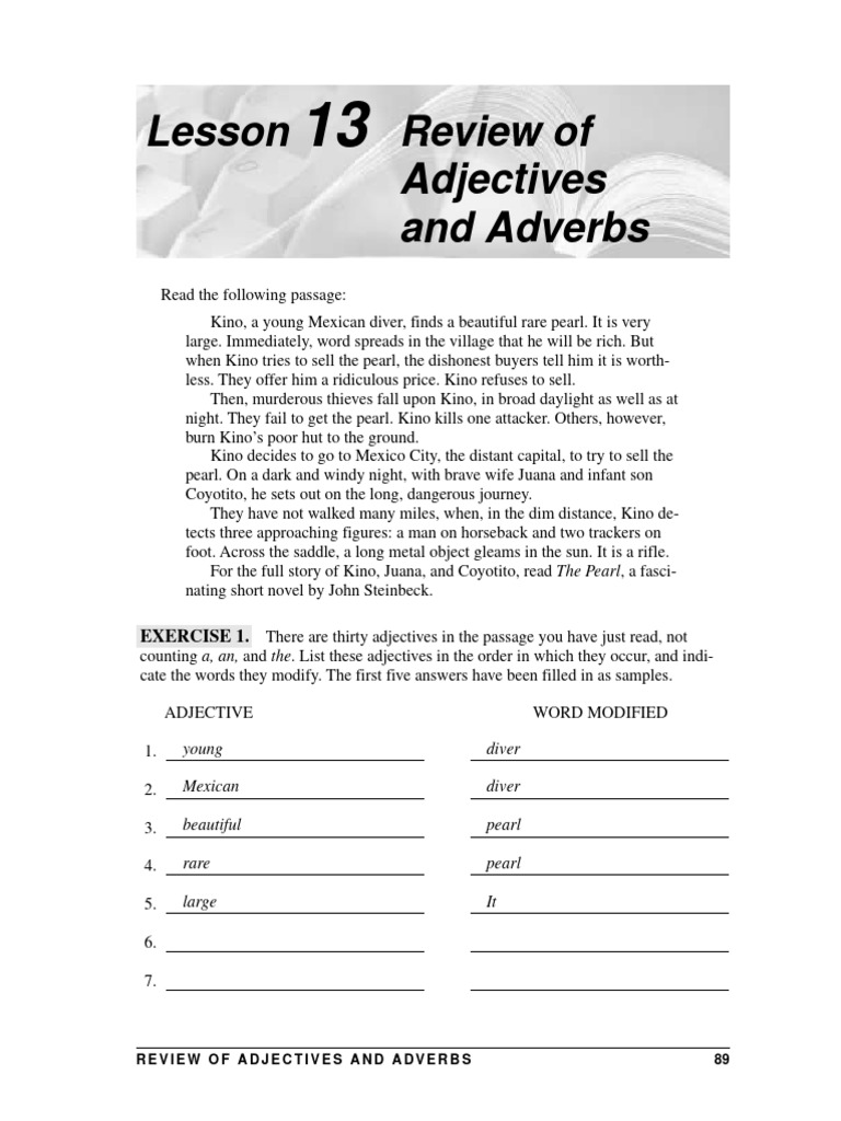 Adjectives and Adverbs Review Exercise | PDF | Adverb | Languages