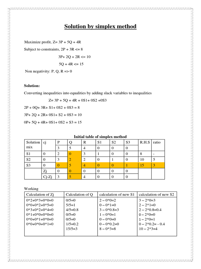Solution by Simplex Method | PDF | Computational Science | Computer Programming