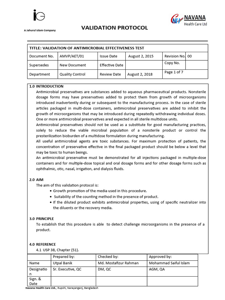 Validation of Antimicrobial Effectiveness Test | PDF | Antimicrobial ...