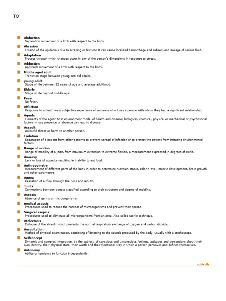 Nursing Glossary | PDF | Communication | Breathing