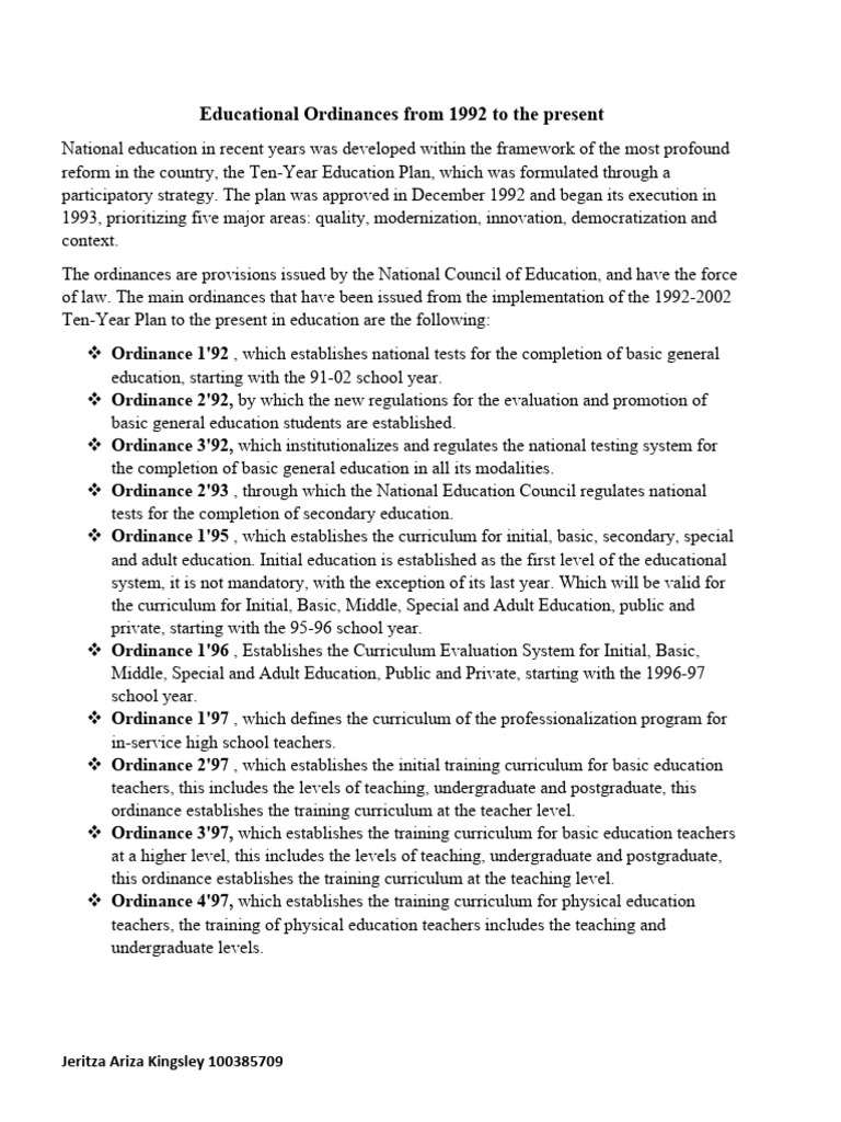 Educational Ordinances From 1992 To The Present | PDF | Curriculum ...