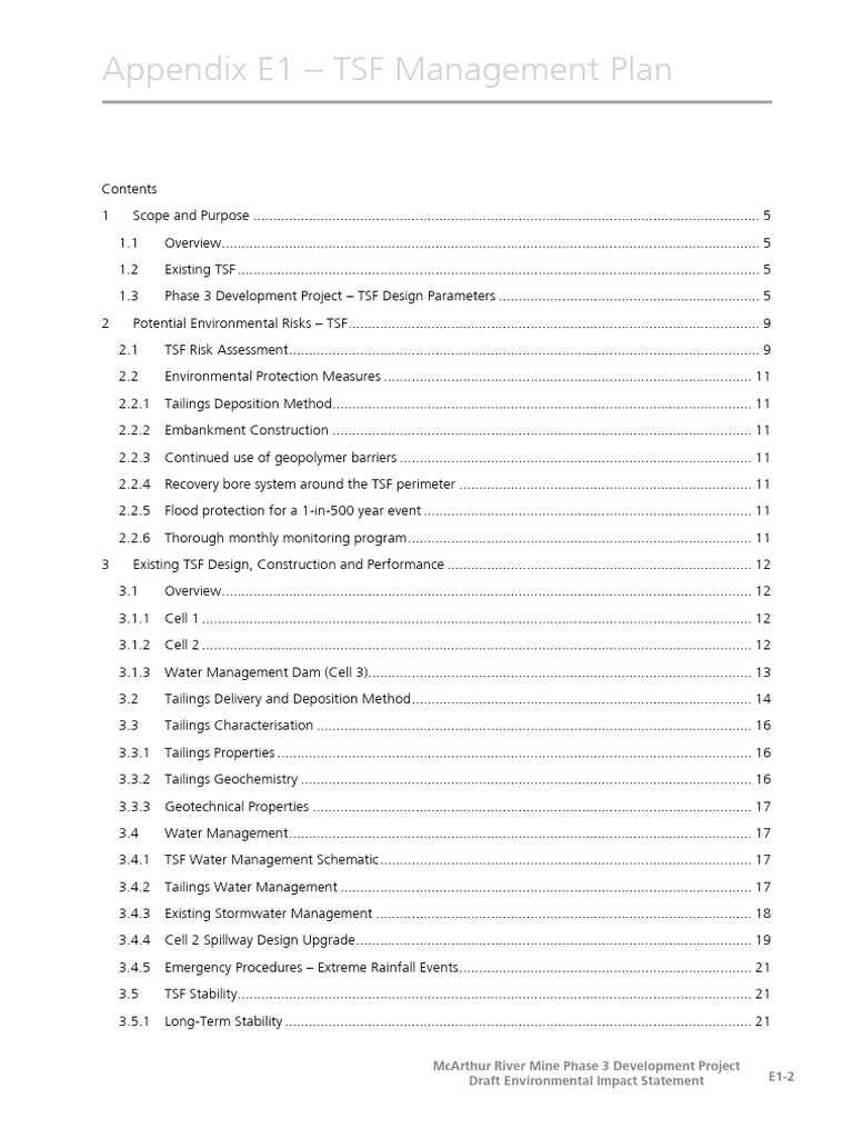 Appendix E1 Tailings Storage Facility TSF Management Plan - 4 | PDF ...