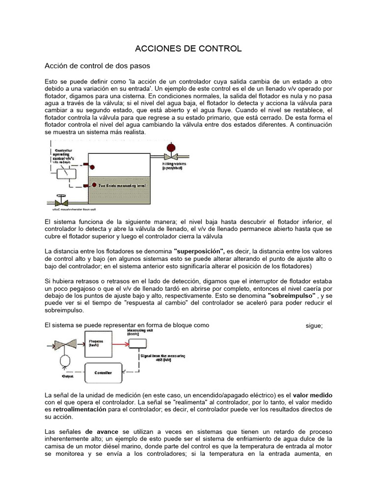 Acciones de Control: Acción de Control de Dos Pasos | PDF | Tanques | Agua
