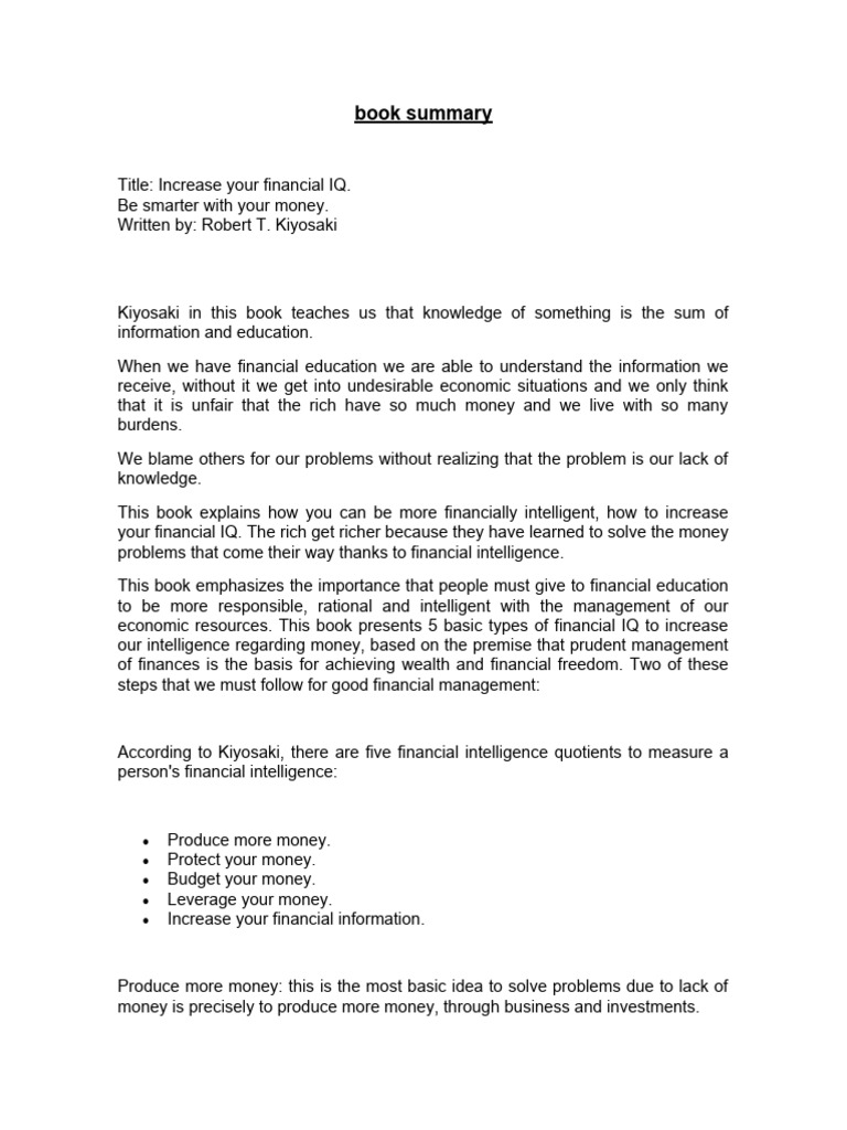 FINANCIAL IQ Book Summary | PDF | Intelligence Quotient | Money