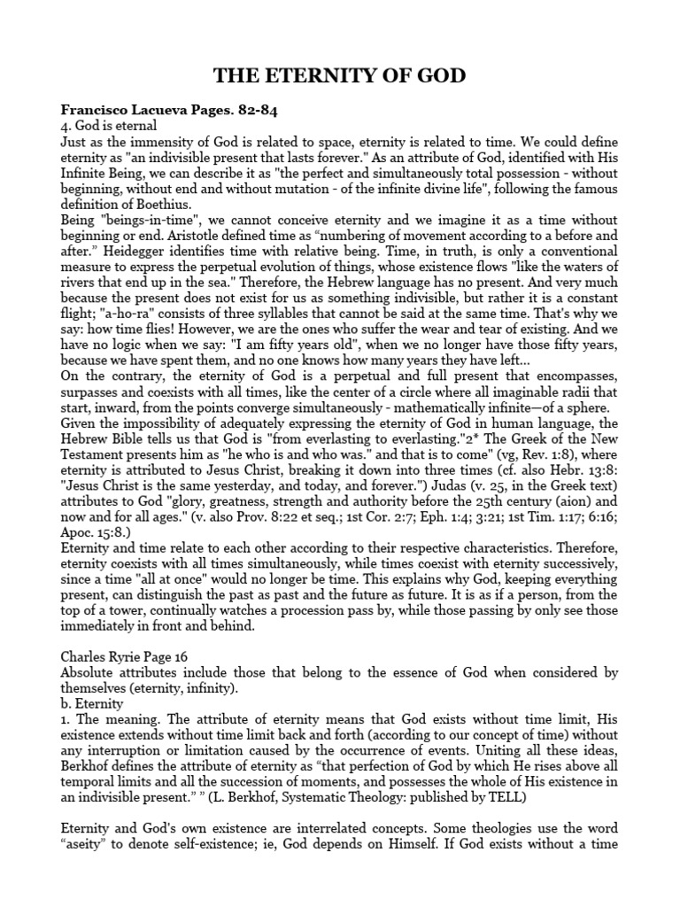 The Eternity of God | PDF | God | Time