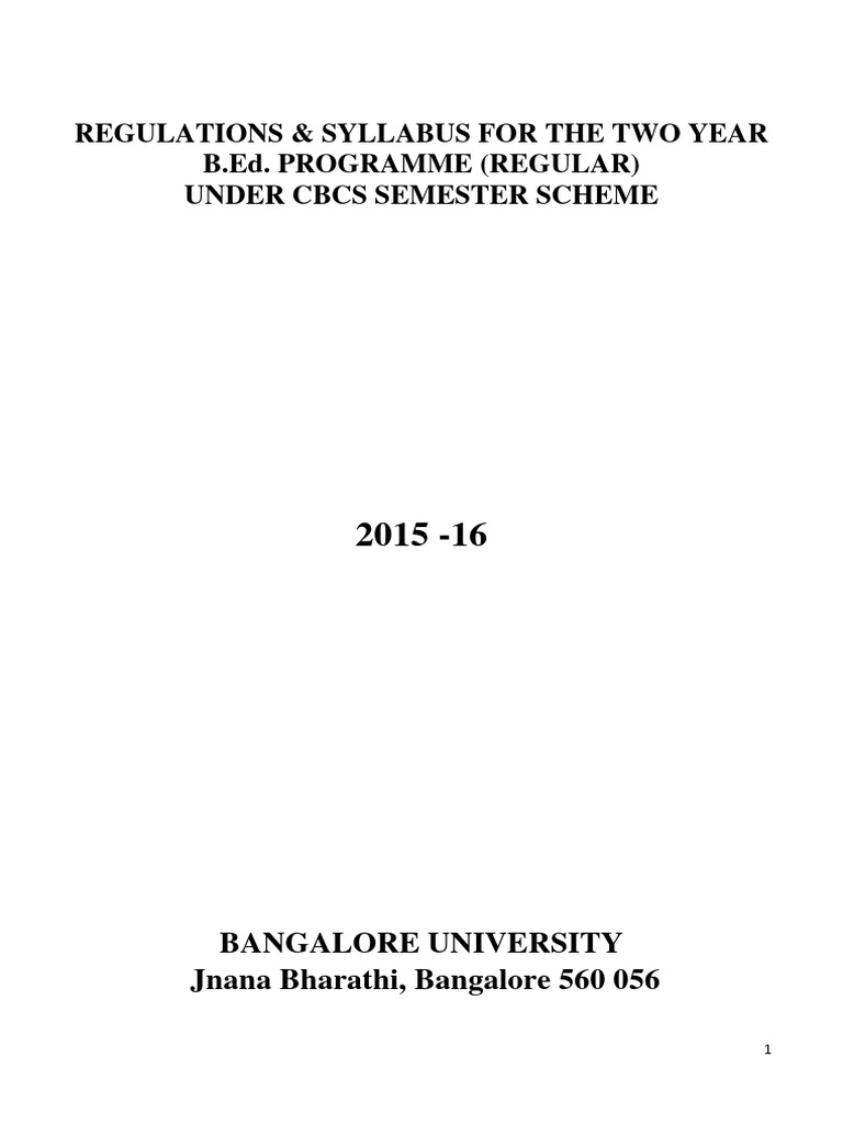 Regulations Syllabus B.ed 2 Yrs 020116 | PDF | Learning | Academic Degree