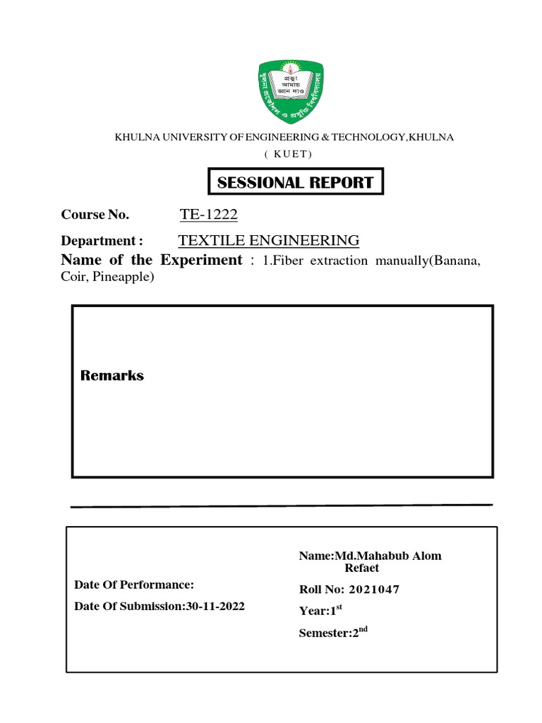 Naim Sir Lab Report | PDF | Yarn | Textiles