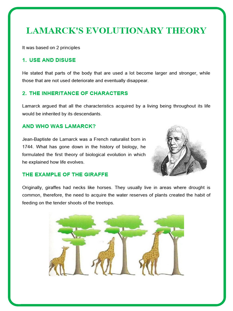 Lamarck's Evolutionary Theory | PDF | Evolution | Gene