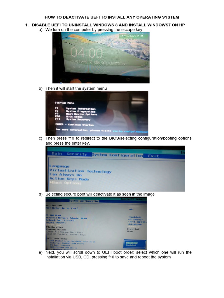 Disable UEFI for OS Installation Guide | PDF | Booting | Bios