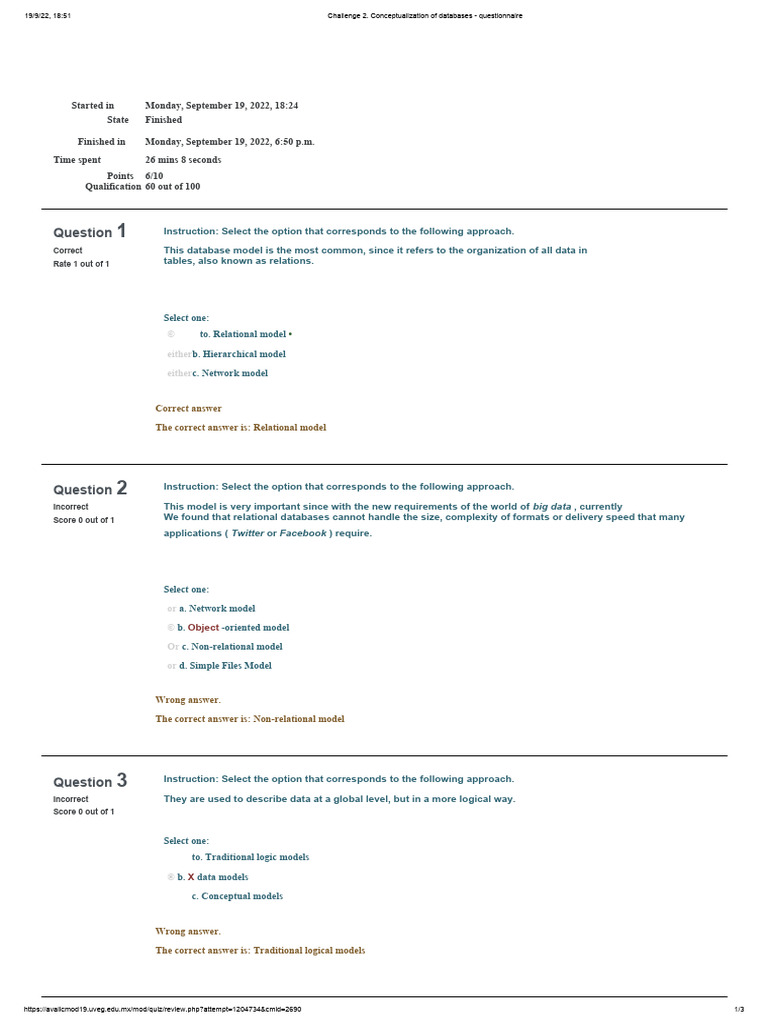 Challenge 2. Conceptualization of Databases - Questionnaire | PDF | Databases | Conceptual Model