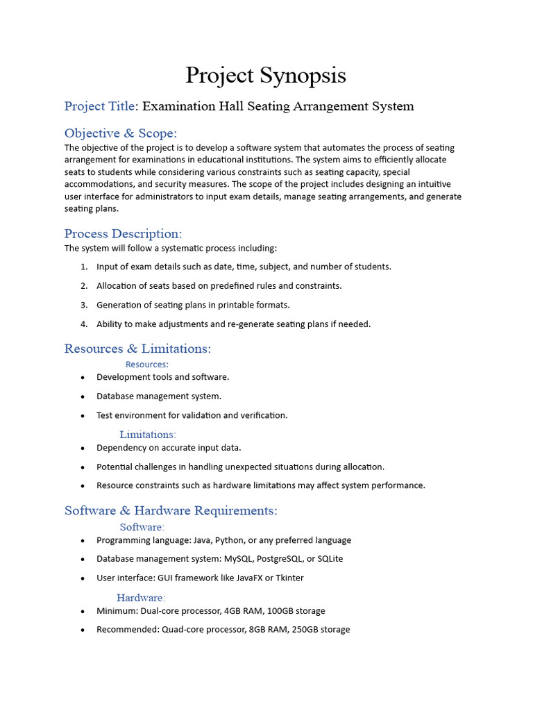 Project Synopsis | PDF | Databases | Software Project Synopsis | PDF | Databases | Software