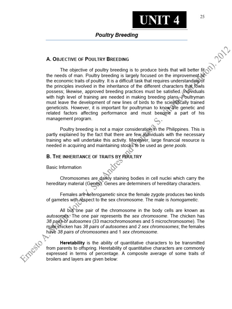 Module 4. Poultry Breeding | PDF | Heredity | Dominance (Genetics)