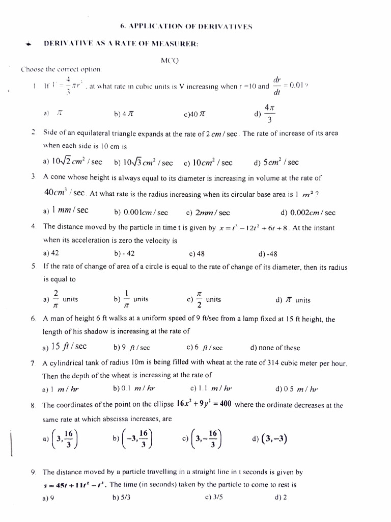 Applications Of Derivatives And Increasing And Decreasing Func Pdf Elementary Mathematics