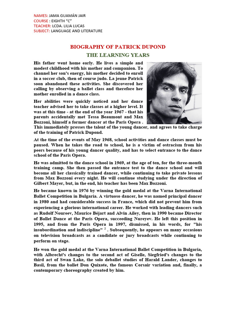Patrick Dupond: Dance Biography | PDF | Dances | Ballet