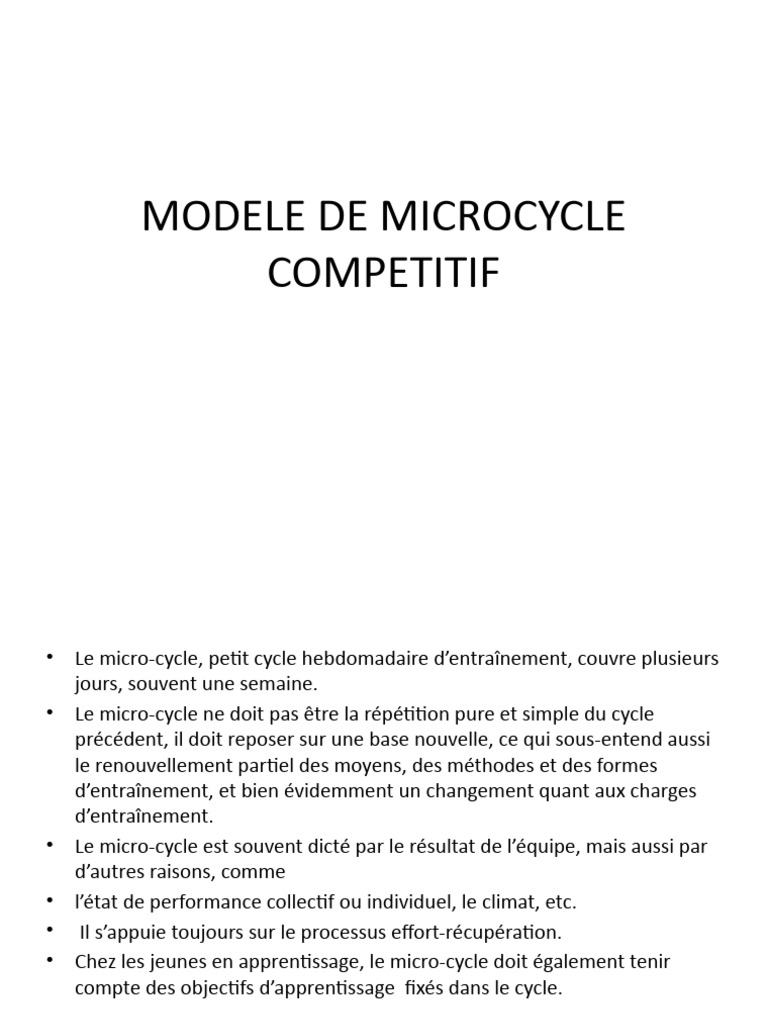 1-Modele de Microcycle Competitif | PDF | Football