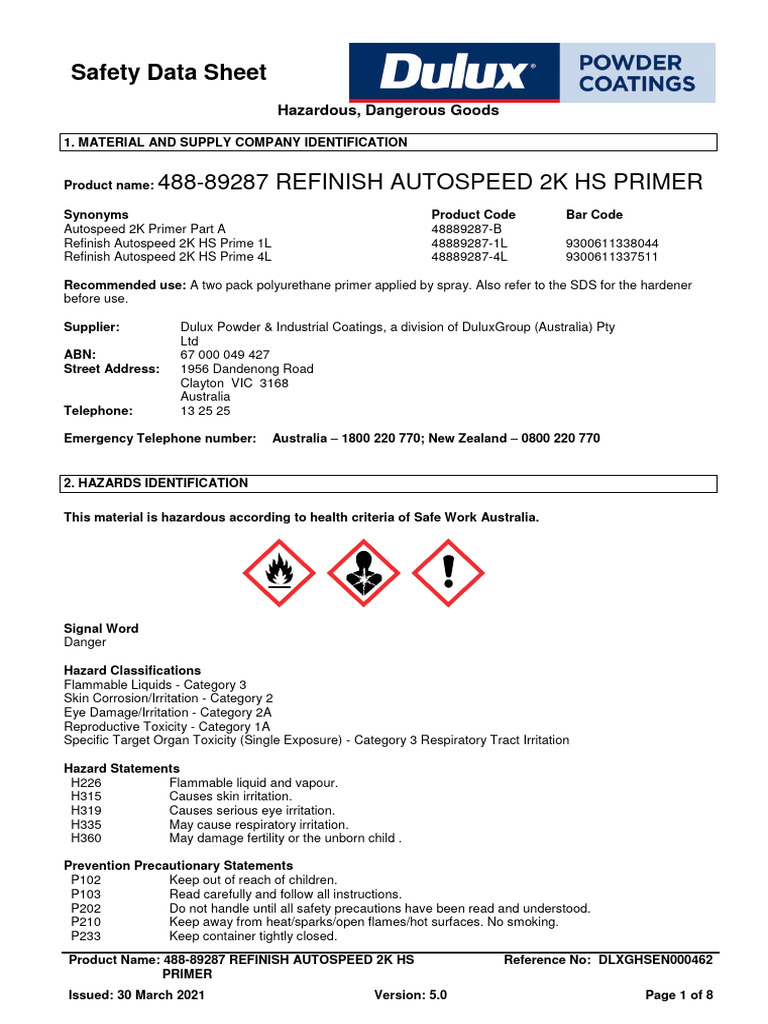 SSIS 488 Safety Data Sheet Summary | PDF | Toxicity | Occupational Safety And Health