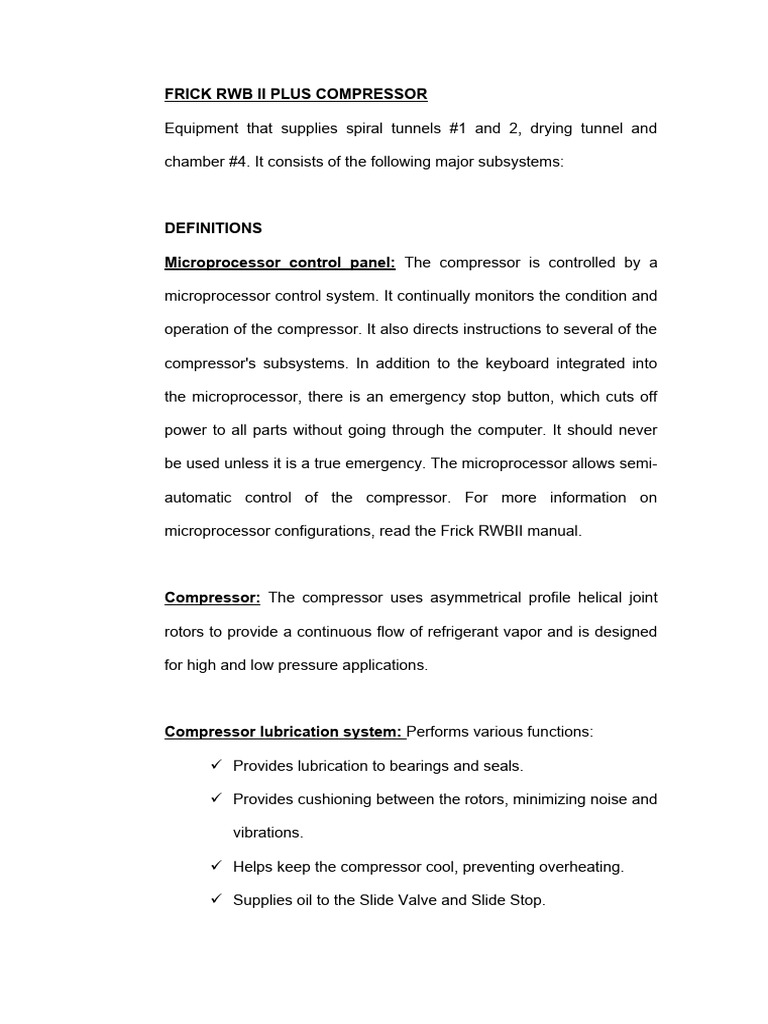 Frick RWB II Plus Compressor | PDF | Alternating Current | Mechanical ...