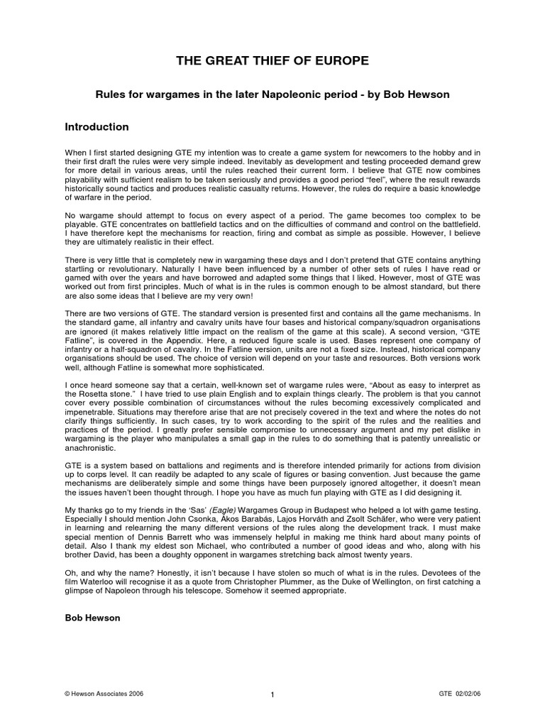 GTE Rules | PDF | Cavalry | Infantry