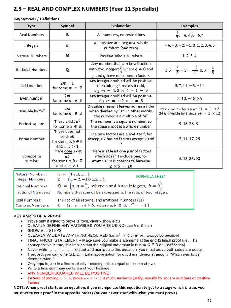 2.3 - Real and Complex Numbers | PDF | Numbers | Integer