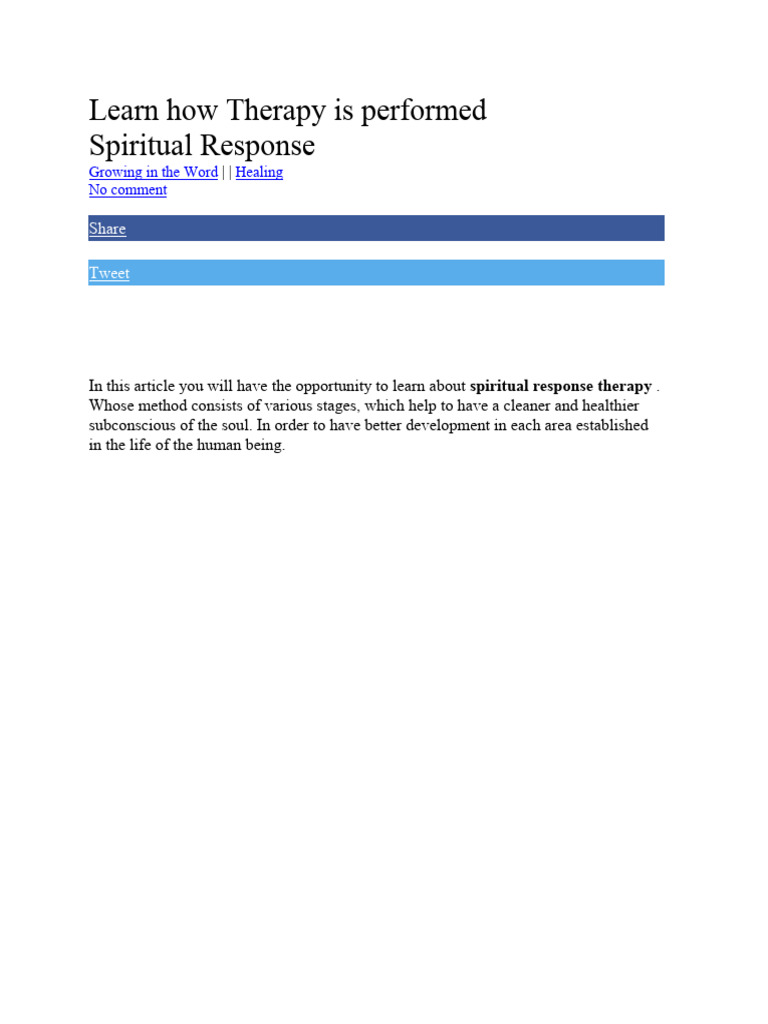 Understanding Spiritual Response Therapy | PDF | Psychotherapy | Soul