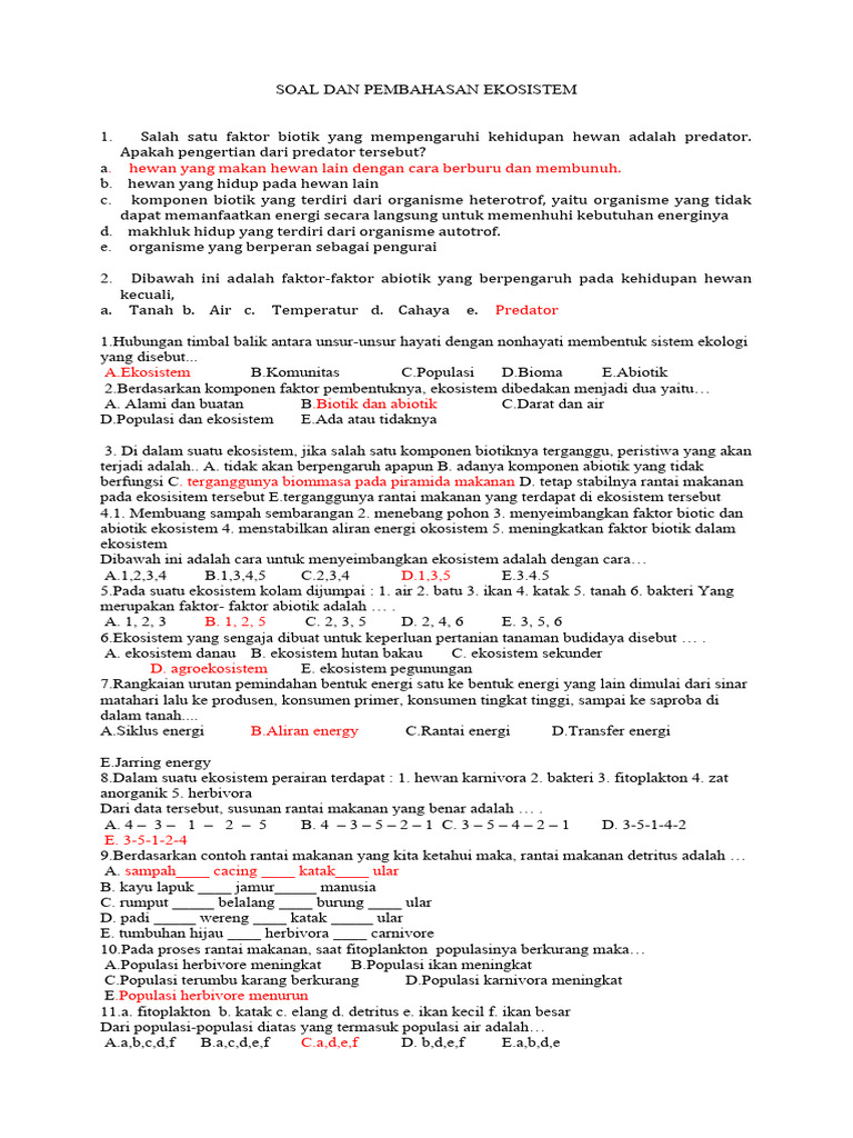 Soal N Pembahasan Ekosistem | PDF | Sains & Matematika