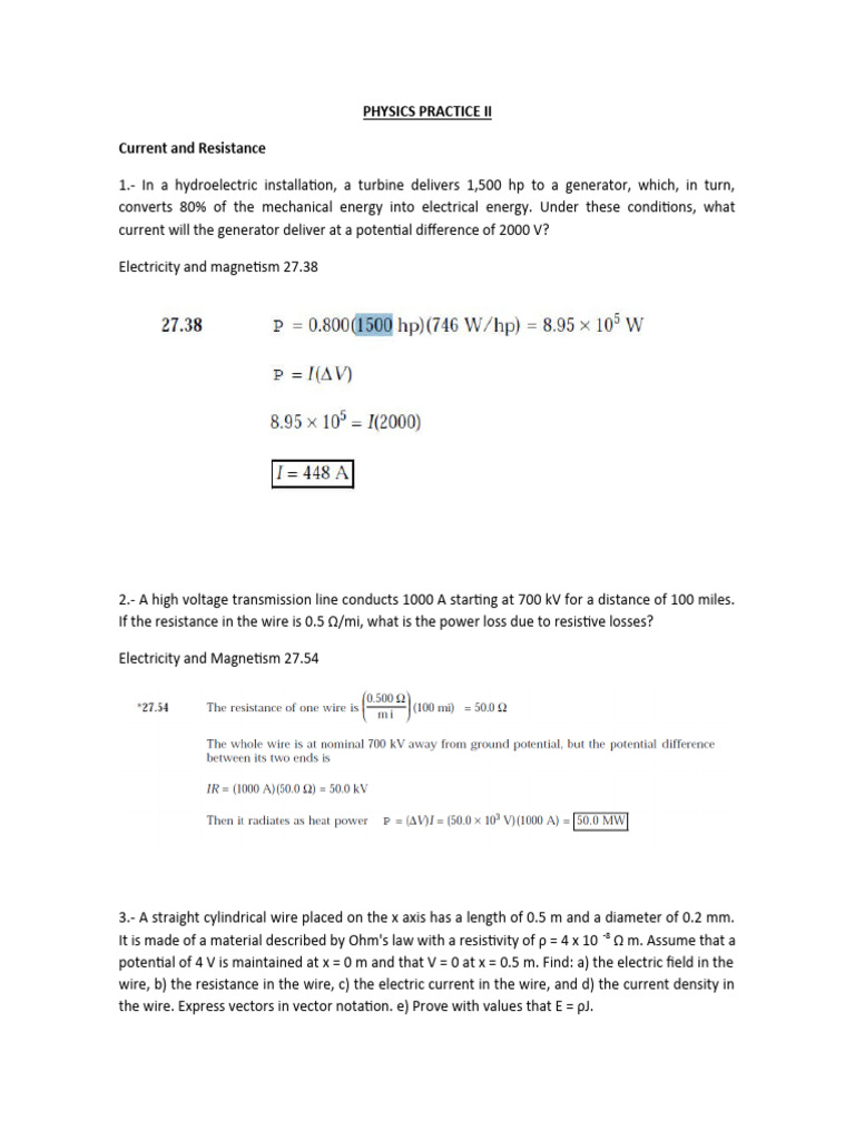 Practice of Electricity Current and Resistance | PDF | Incandescent ...