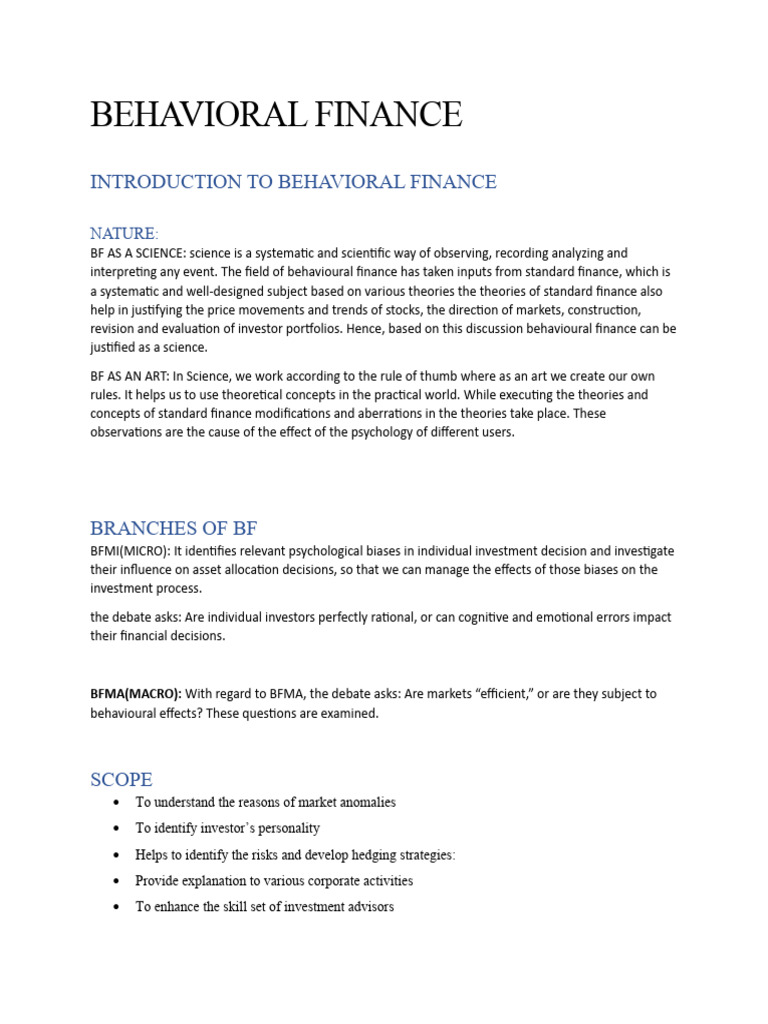 Behavioral Finance | PDF | Utility | Behavioral Economics