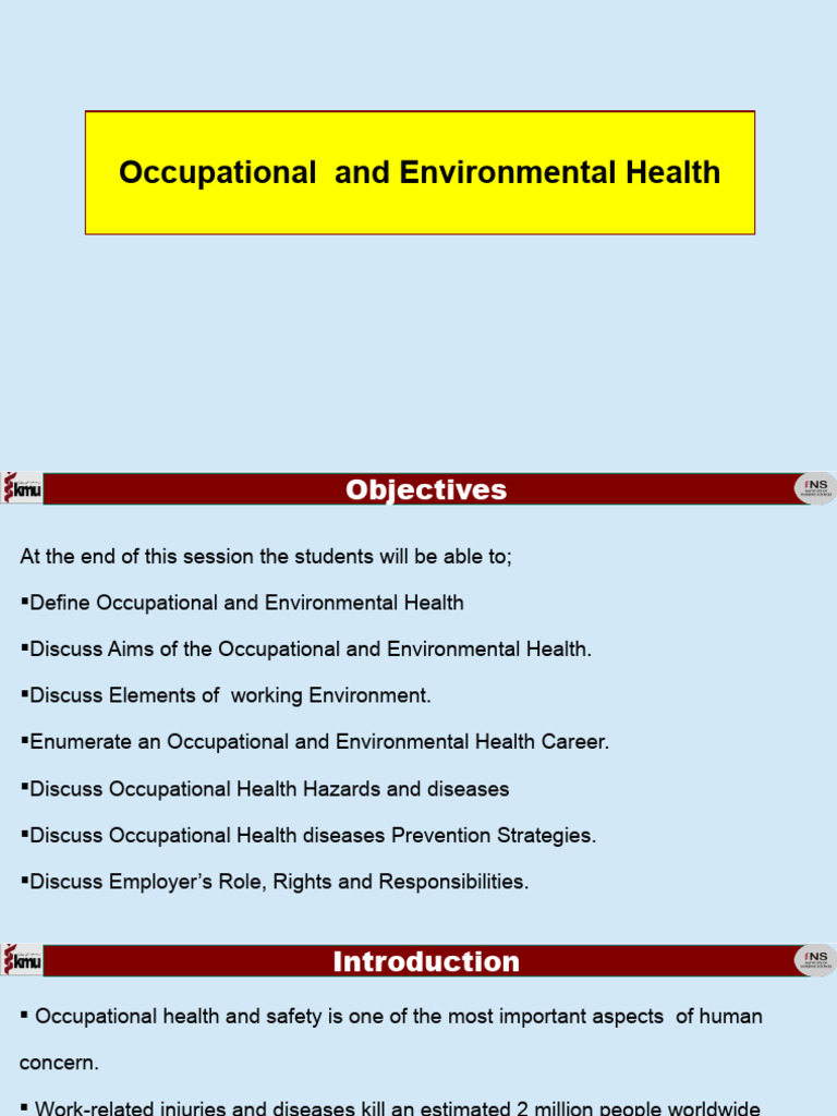 Occupational and Environmental Health Overview | PDF | Occupational ...