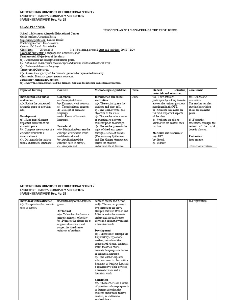 Drama Planning 1 | PDF | Lesson Plan | Cognition