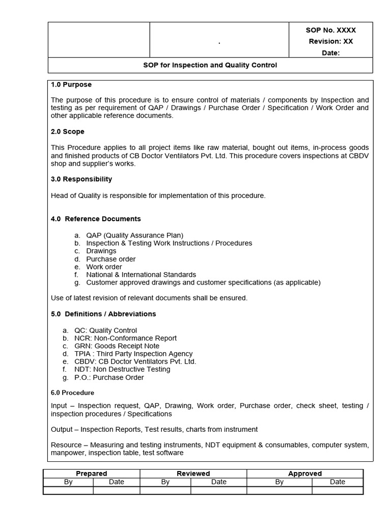 SOP - Quality Control | PDF | Quality Assurance | Specification (Technical Standard)