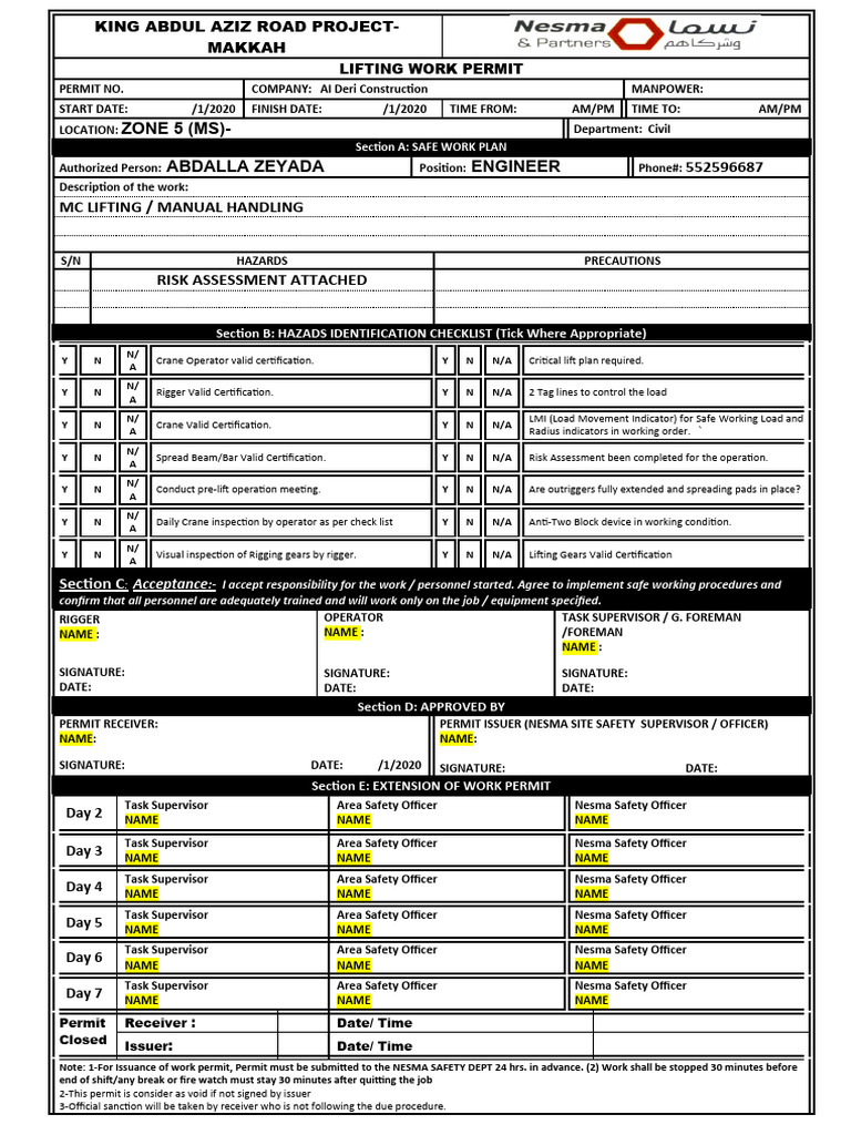 Lifting WP Nesma Kaar Project | PDF | Crane (Machine) | Occupational Safety And Health