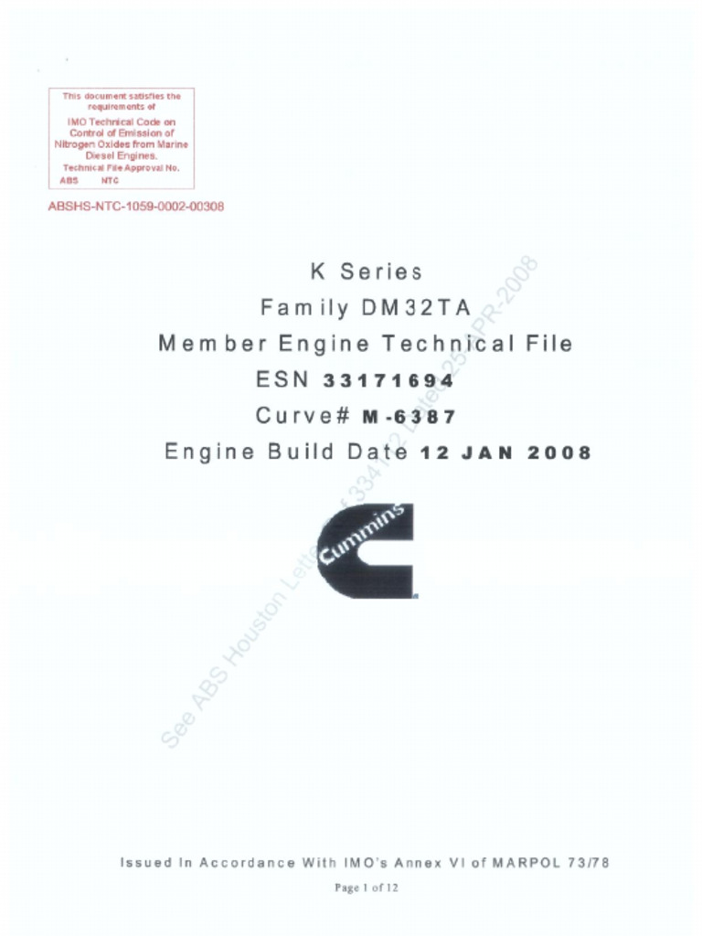 7040 Engine NOx Technical File | PDF