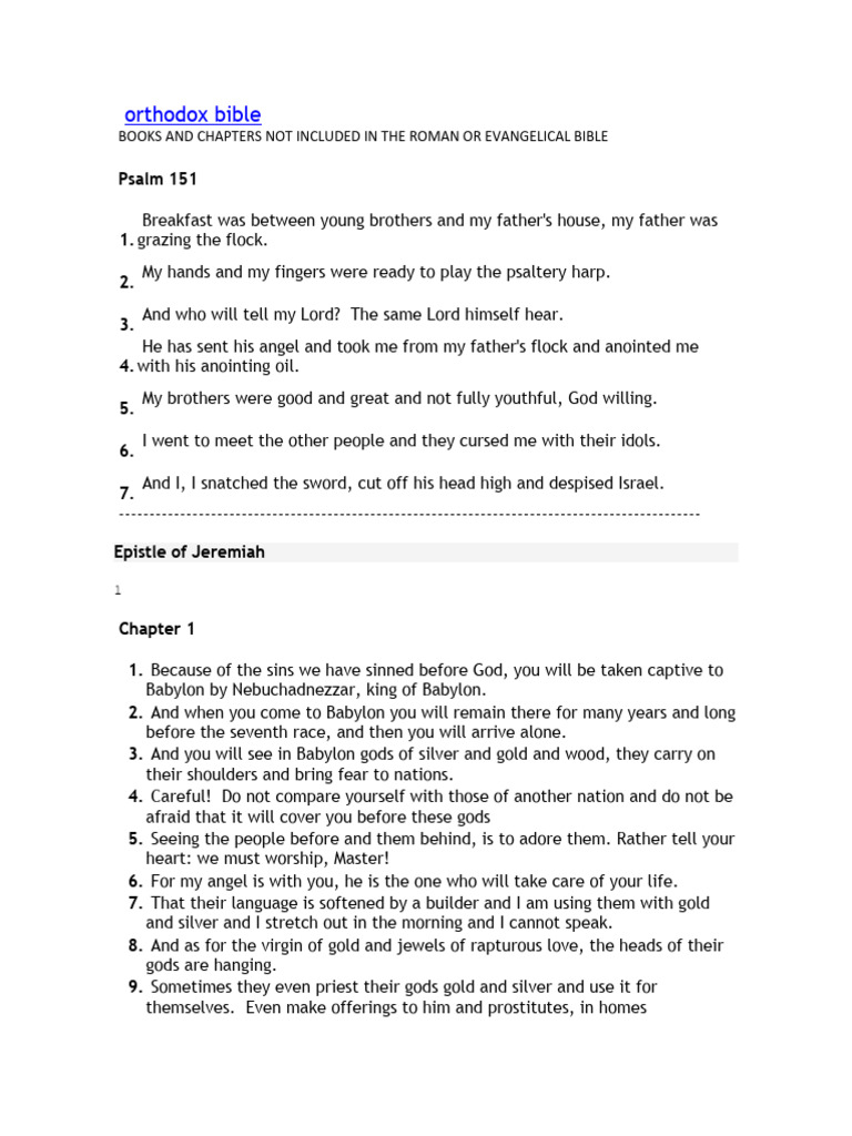 Orthodox Bible: Apocryphal Texts Explained | PDF | Kingdom Of Judah ...