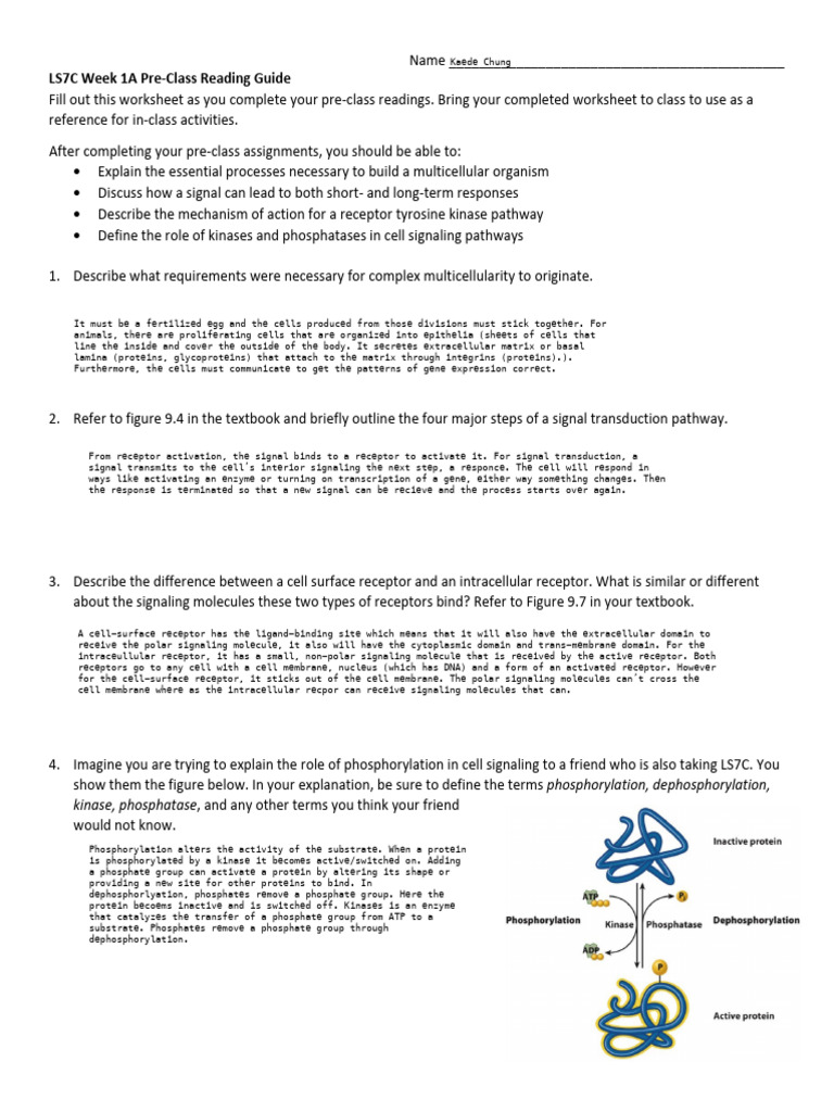 LS7C Week 1A Pre-Class Reading Guide | PDF | Cell Signaling | Signal ... LS7C Week 1A Pre-Class Reading Guide | PDF | Cell Signaling | Signal ...