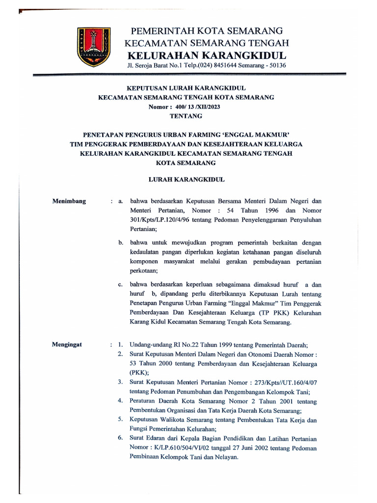 SK Urban Farming TP PKK Tahun 2024 | PDF