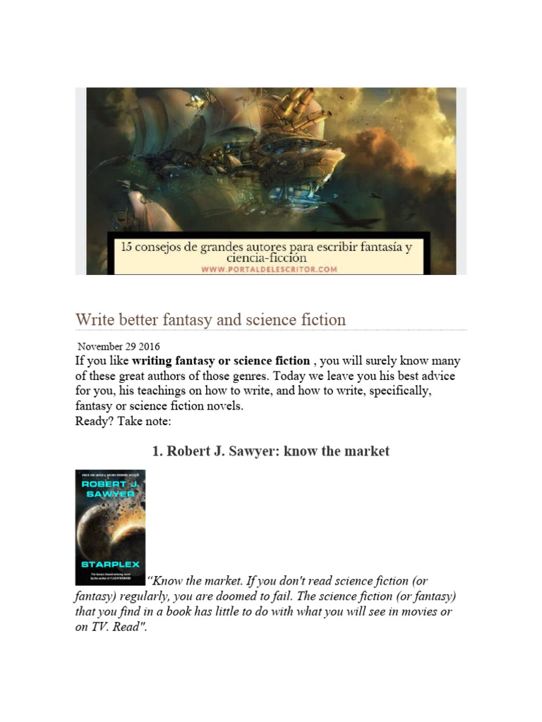 Write Best Fantasy And Science Fiction Pdf Fantasy Science Fiction
